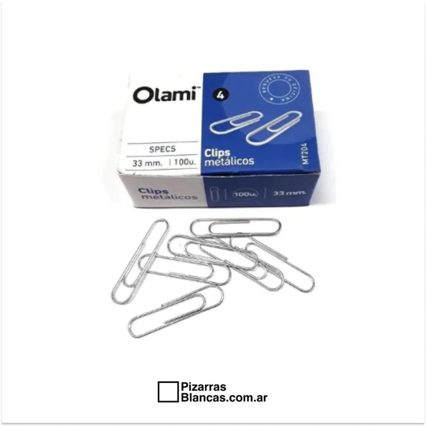 Clip Metal Olami N 4 33mm caja x100 - Librería PB-Pizarras Blancas en ...