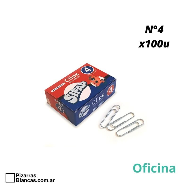 Clip Metal SIFAP N°4 – Caja x 100u - Librería PB-Pizarras Blancas en ...