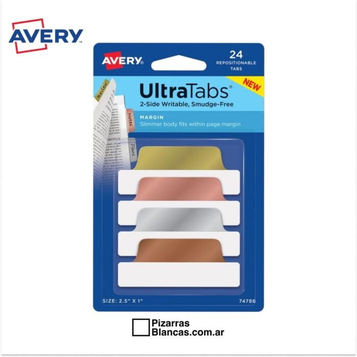 UltraTabs Adhesivos AVERY Metalizada 6.3x2.5 x24 U - Librería PB ...