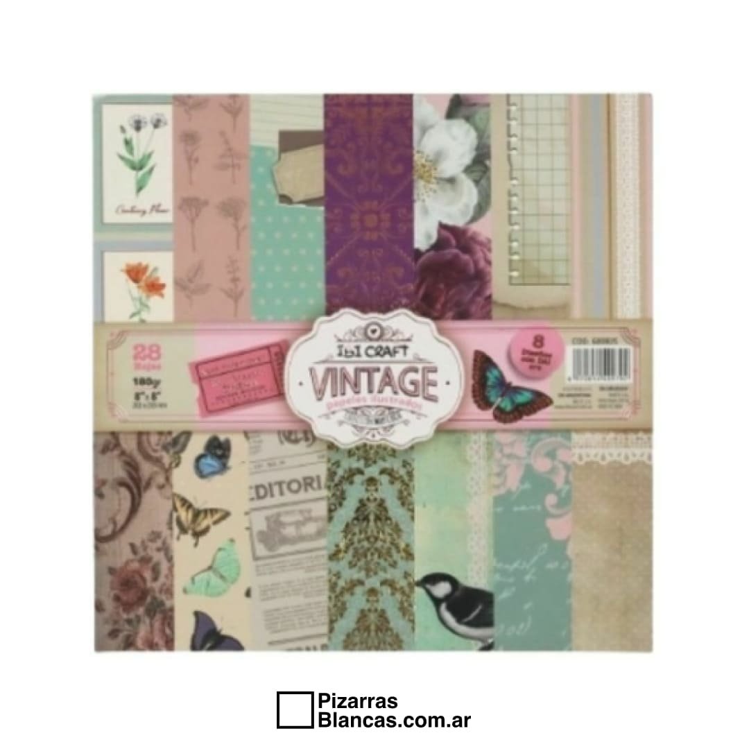 Papel IBICRAFT p/SCRAP 20*20cm - 180g - 28Hjs - VINTAGE - Librería PB ...