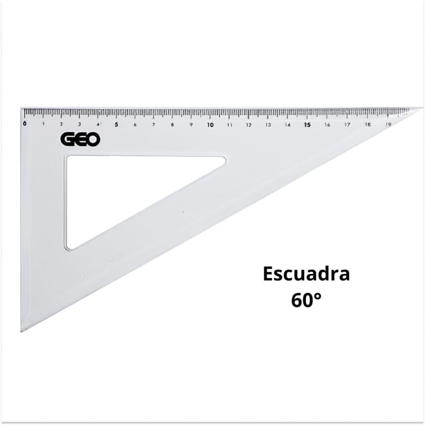 ESCUADRA 60° GEO CRISTAL - Librería PB-Pizarras Blancas en Mendoza
