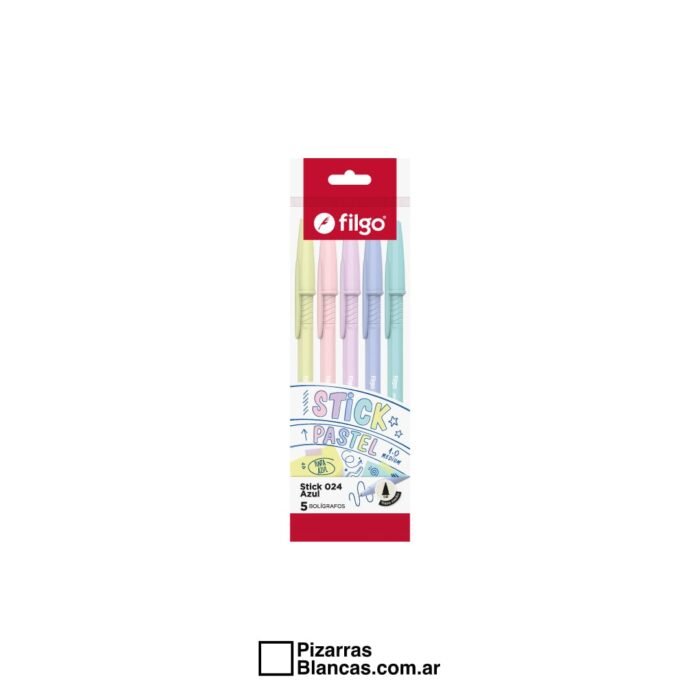 Boligrafo Stick 024 - Flow Pack x5 - Surtido Pastel - Trazo Azul ...